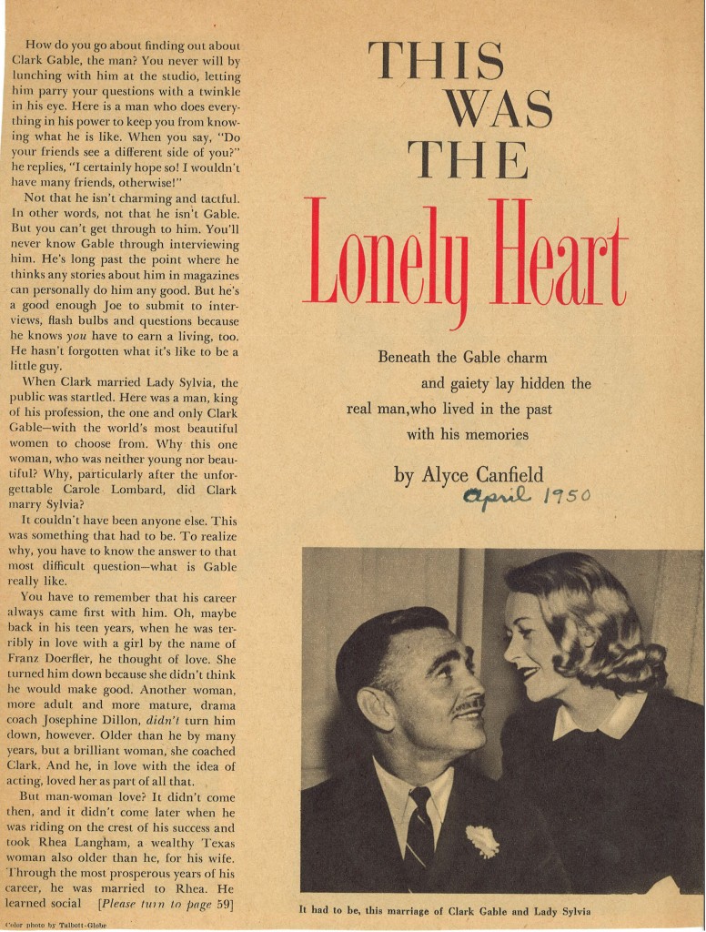 1950: This Was the Lonely Heart – Dear Mr. Gable